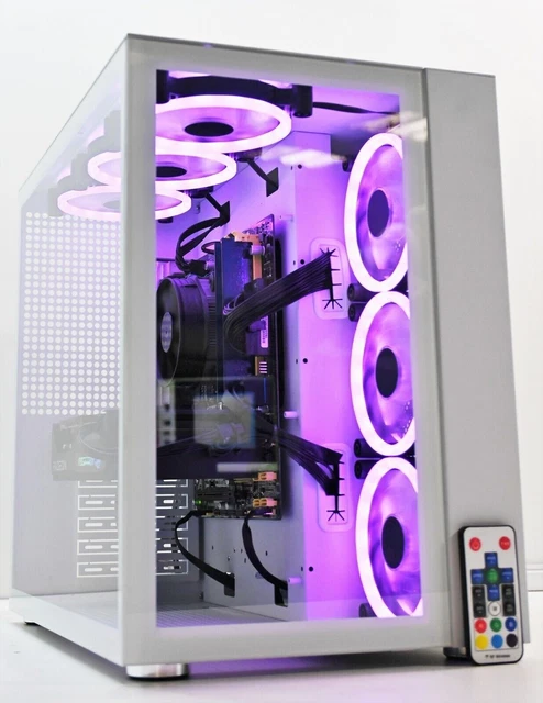 WHITE CASE DDR4 Gaming RGB PC Computer i7-6700 SSD 1TB HDD RX 6600 XT ...