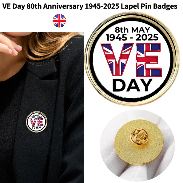 VE DAY 80TH Anniversary 1945-2025 Lapel Pin Badges Aolly Emblem Pin for ...