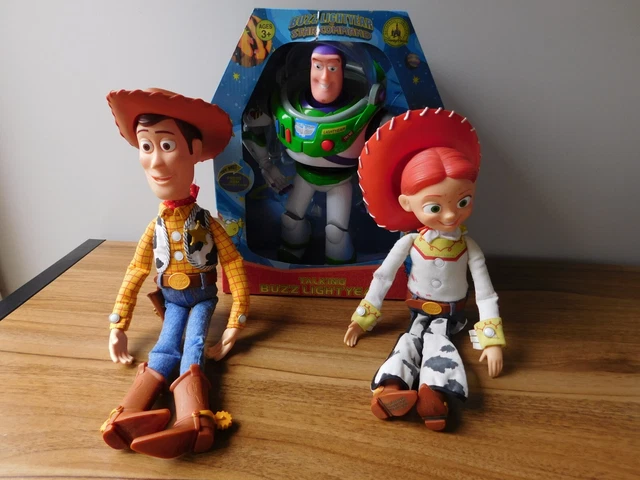 DISNEY PIXAR BUZZ Lightyear & Thinkway Toy Story Woody & Jessie Pull ...