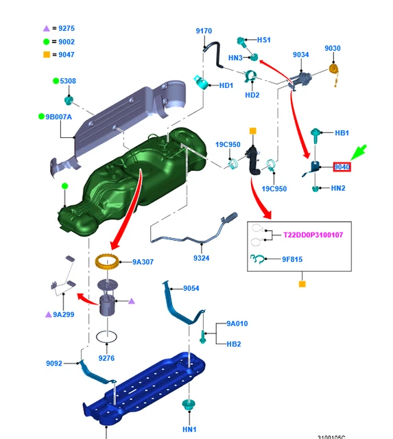 FORD RANGER T6 MK1 Fuel Filler Pipe Bracket 1733157 AB39-9036-AA NEW ...