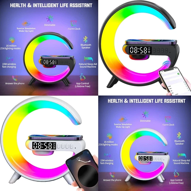 LED LAMP SMART G Wireless Charger Bluetooth Speaker RGB Night Light ...