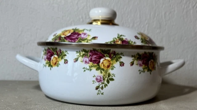 ROYAL ALBERT POT Old Country Roses Prinz 2002 Metal Enamel Germany £63. ...