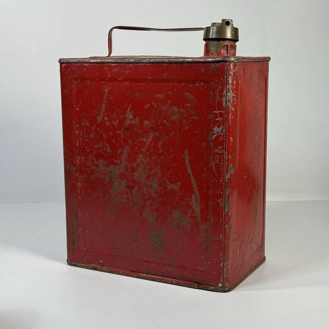 VINTAGE PETROL OIL Jerry Can Drum With Brass Cap Unrestored Red £59.94 ...