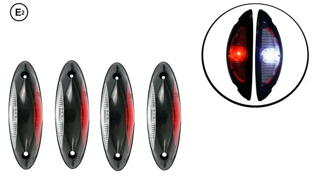 4X FEUX DE Gabarit Latéral LED Rouge Blanc 12-24V Camion Caravane ...