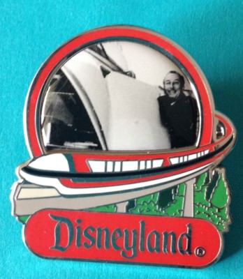 WALT DISNEY PHOTO with DISNEYLAND RED MONORAIL HERITAGE RETIRED PIN SET ...