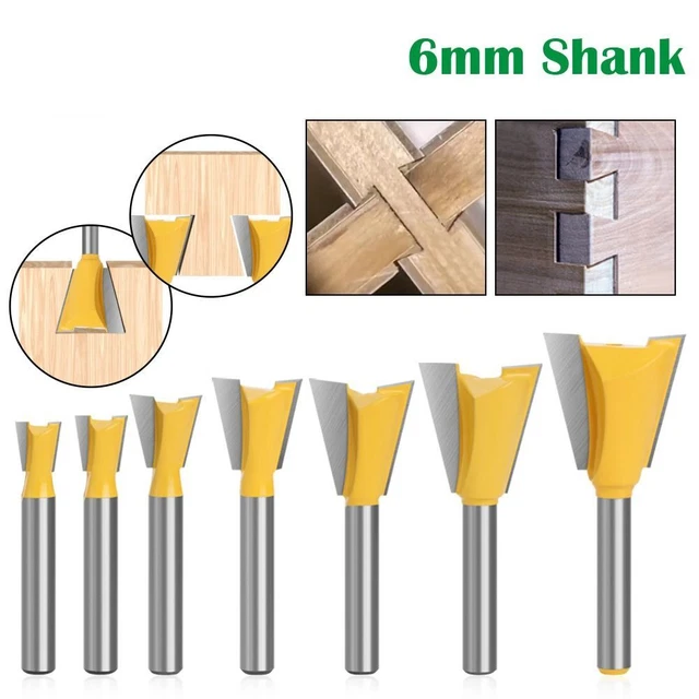 6MM SHANK DOVETAIL Joint Router Bits Carbide Engraving Bit Woodworking ...