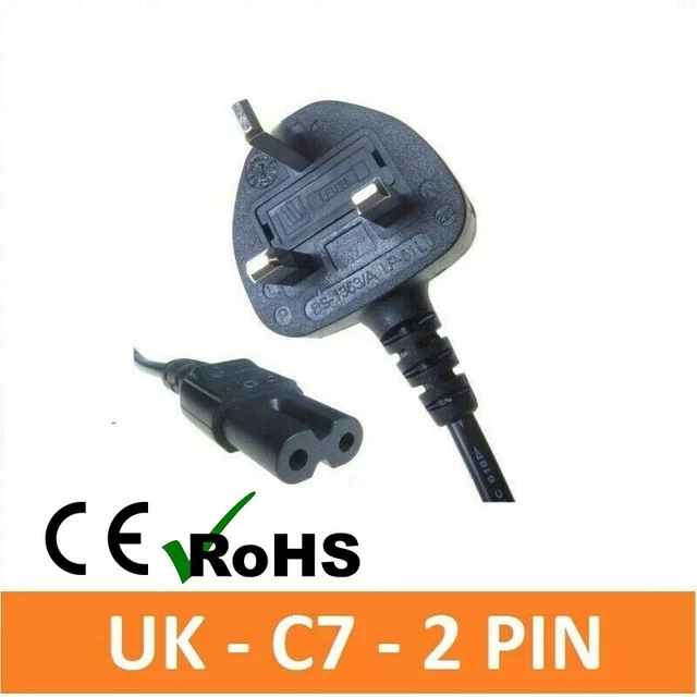POWER CORD UK 3 Pin Plug to C7 Figure 8 Power Lead For apple Samsung TV ...
