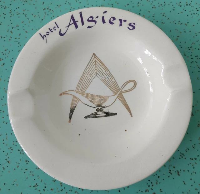 VINTAGE ASHTRAY HOTEL Algiers Miami Beach Florida USA Cream and Gold $26.22 - PicClick CA