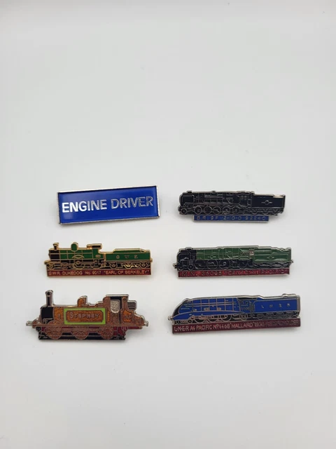 VINTAGE STEAM TRAIN Railway Enamel Badges x6 Train Badges Pin Badge ...