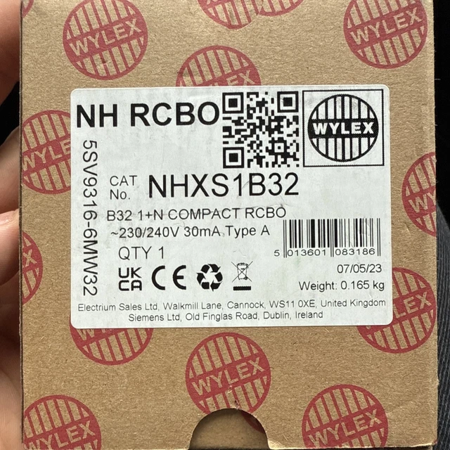WYLEX 32A 30MA RCBO B32 Miniature RCBO NHXS1B32 Type A, 1 Pole, 230v/240v £10.10 - PicClick UK