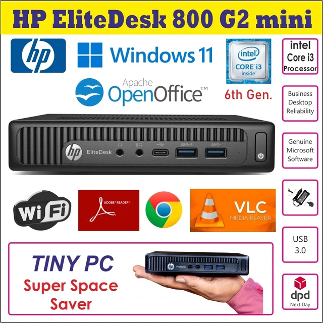 WINDOWS11 TINY MINI PC HP EliteDesk 800 G2 i3-6thGen@3.2GHz 8GB RAM 120 ...