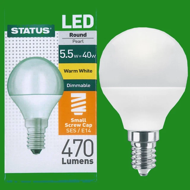 1X 5.5W (=40W) DIMMABLE Pearl LED SES E14 Round G45 Golf Ball Light ...