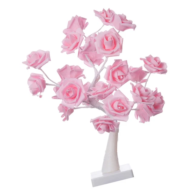 LED SIMULATION ROSE Tree Lamp Romantic Flower Table Light Bedside Night ...
