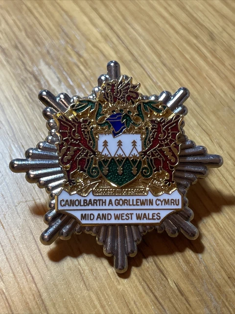 MID AND WEST WALES FIRE SERVICE CAP BADGE Enamel Fire Brigade Obsolete ...