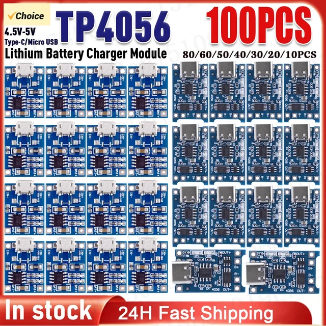 TP4056 LITHIUM BATTERY Charger Module, 1A Type-C/Micro USB, 4.5V-5V ...