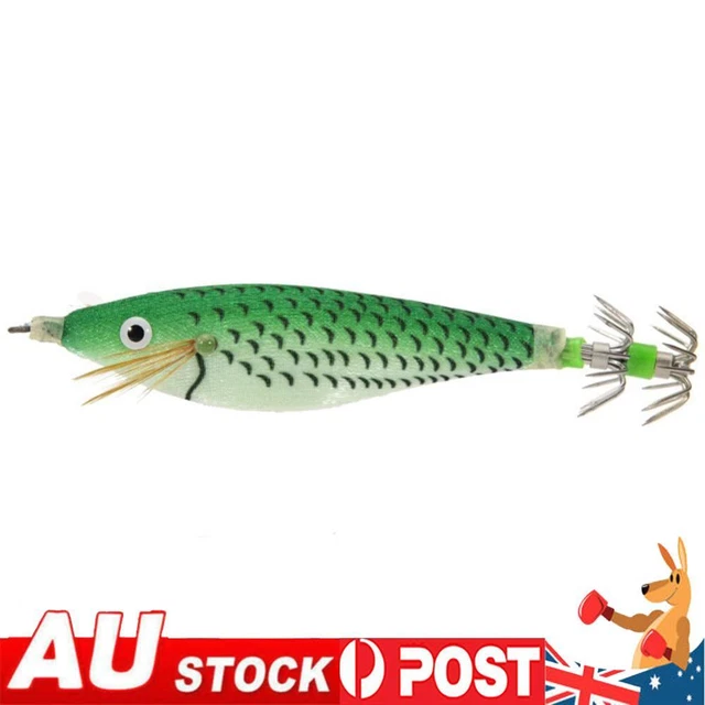 8CM LUMINOUS WOOD Shrimp Bait with Squid Jigs Hook Fishing Lures (Green) $14.93 - PicClick AU