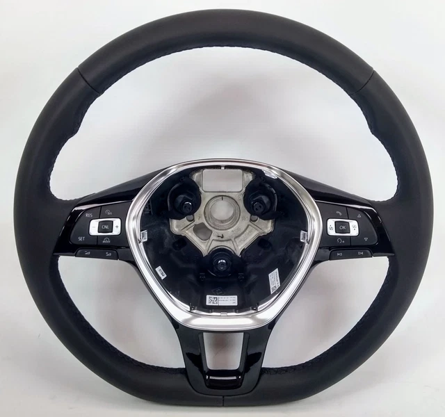 VW STEERING WHEEL Tiguan Touran Mk2 Black Leather Multifunction Genuine ...