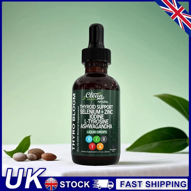 CLEAN NUTRA THYROID Support 60ml 120ml Liquid Drops with Selenium Zinc ...