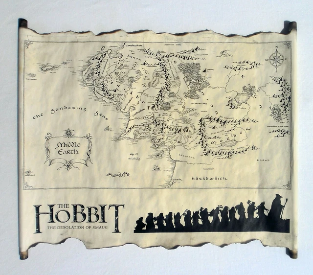 MAP OF MIDDLE Earth Scroll Lord Of The Rings Map The Hobbit Map ...