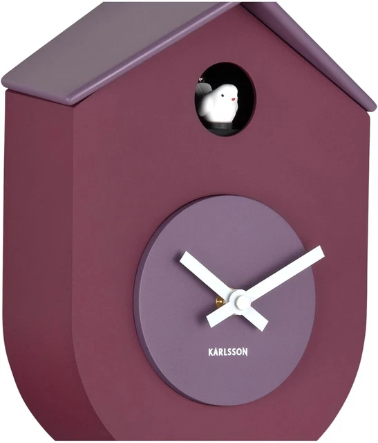 KARLSSON GRATO CUCKOO Wall Clock with Oscillating Pendulum Deep Mauve ...