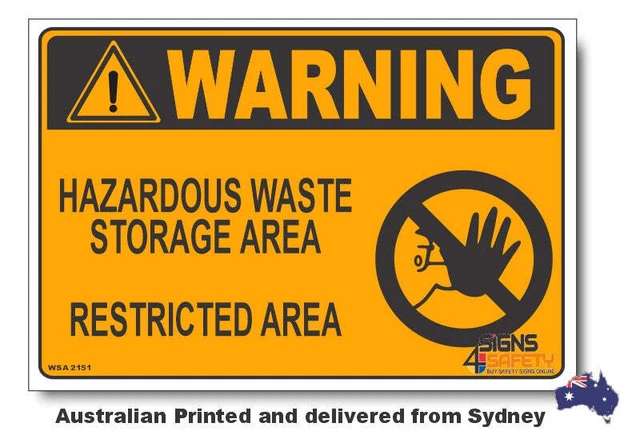 WARNING, HAZARDOUS WASTE Storage Area, Restricted Area Sign EUR 5,08 ...
