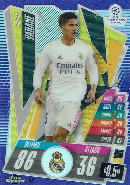 TOPPS MATCH ATTAX Cromo CL 20/21 Núm 42 Rafael Varane Purple Refractor ...