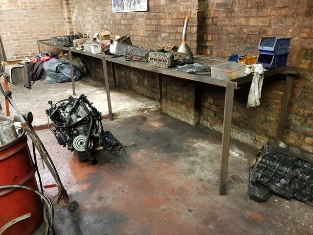 SOLID STEEL WORK Bench With Wooden Slats Heavy Duty Garage Workshop ...