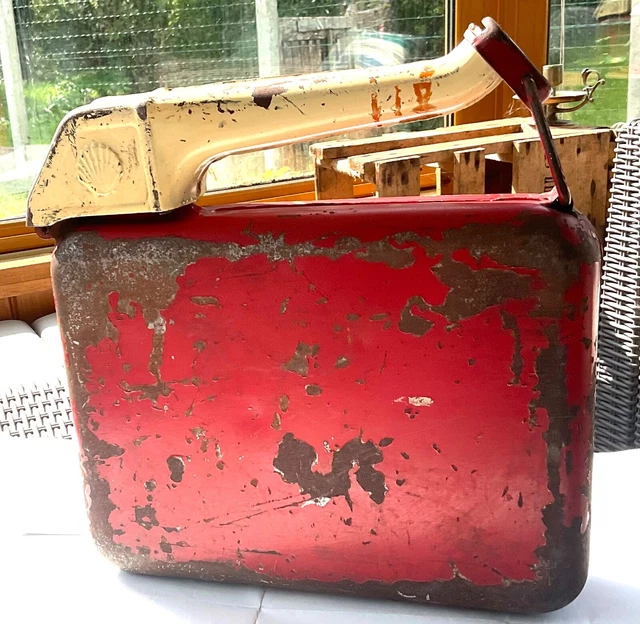 ANCIENNE JERRICANE SHELL P Abaq Alirey Auto Moto Garage Bidon Old Oil ...