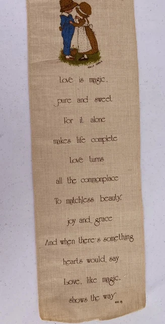 VINTAGE HOLLY HOBBIE Linen Wall Hanging Love Is Magic $10.19 - PicClick