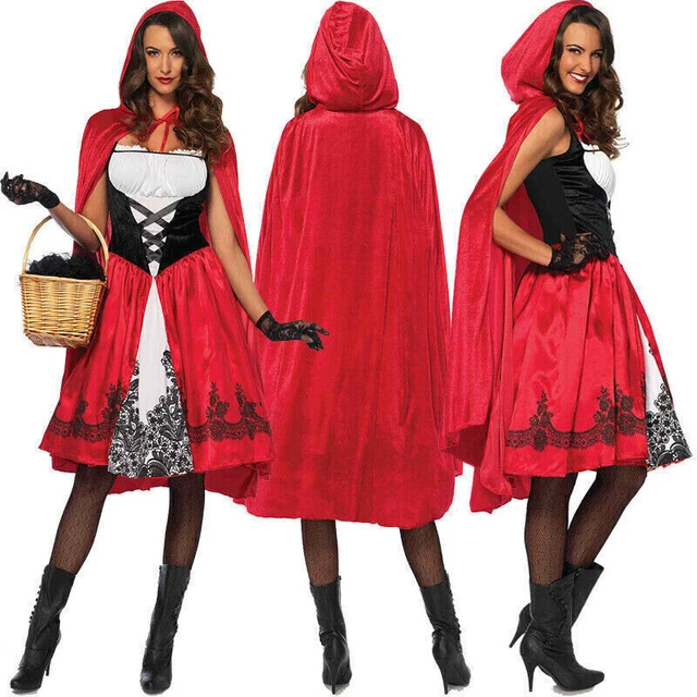 LADIES ADULT LITTLE Red Riding Hood Book Week Costume Cape Cloak Fancy ...