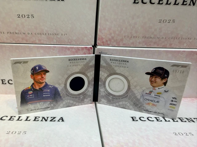 TOPPS F1 ECCELLENZA 2025 Max Verstappen Tsunoda /10 Dual Relic Booklet ...