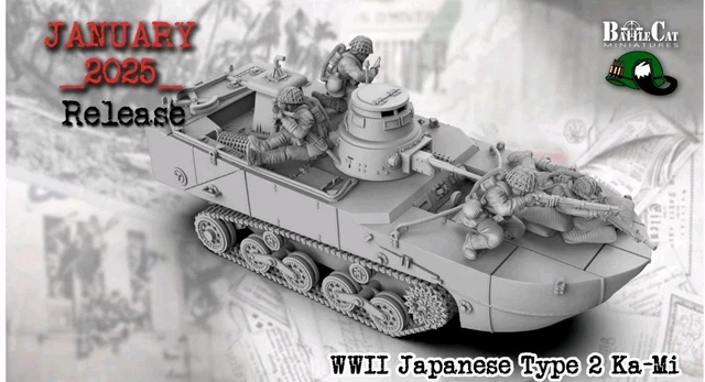 WWII JAPANESE TYPE 2 Ka Mi Tank 3d printed bolt action 28mm EUR 19,86 ...