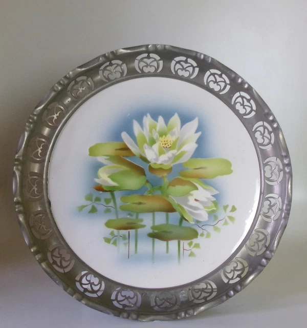 ANTIQUE GERMAN BMF N Stork Mark Porcelain, Water Lily Tray Plate ...