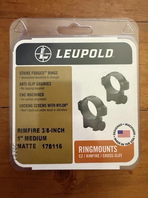 LEUPOLD RIMFIRE 3/8 1 Inch Medium Matte Ringmounts 178116 Steel $90.00 ...
