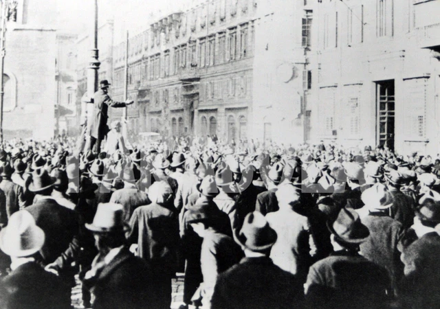 PHOTO DE PRESSE vintage Histoire, Italie, Roma, Mussolini Élection 1919 ...