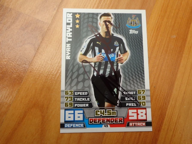 ORIGINALE FIRMATA A Mano Ryan Taylor Newcastle United Match Attax 2014 ...