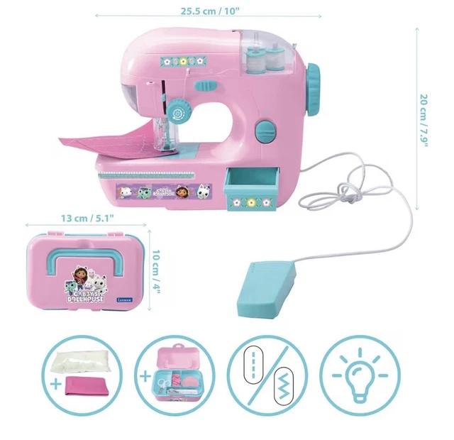LEXIBOOK, GABBY'S DOLLHOUSE, Sewing machine with accessories, light and ...