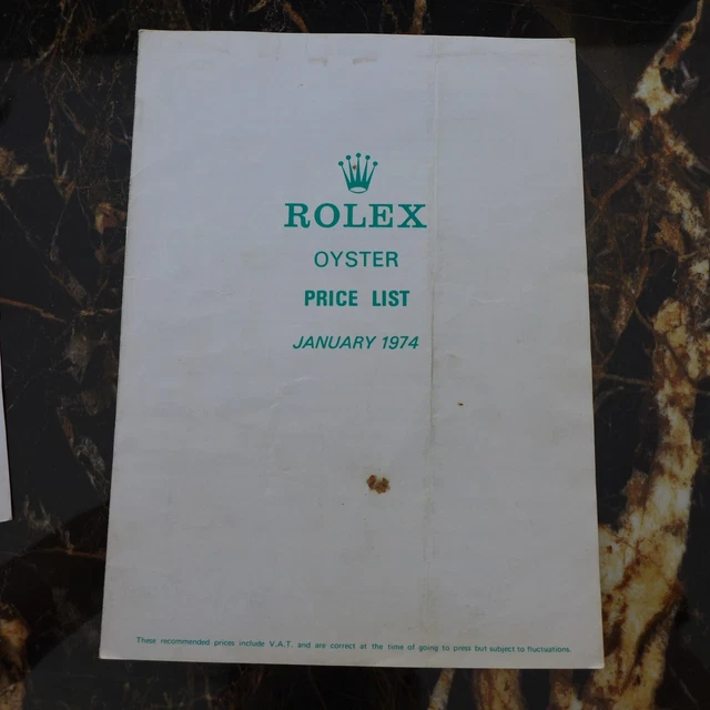 ORIGINAL VINTAGE 1974 Rolex Price List Catalogue Featuring All Models ...