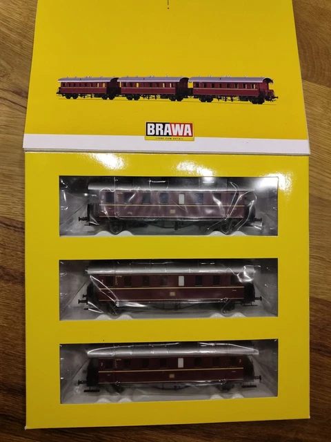 BRAWA 45984 SPUR H0 Personenwagen Set 3 teilig Bib 21 Epoche III der DB ...