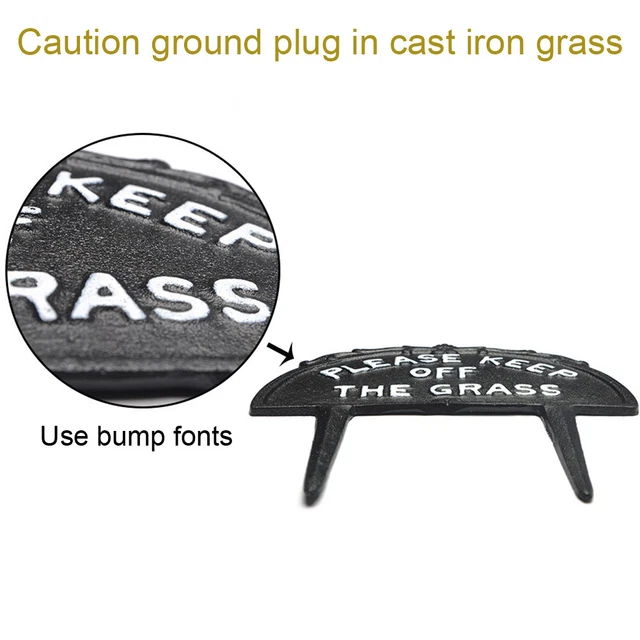 EASY MOUNTING YARD Sign Cast Iron With Stakes Letters Please Off Keep ...