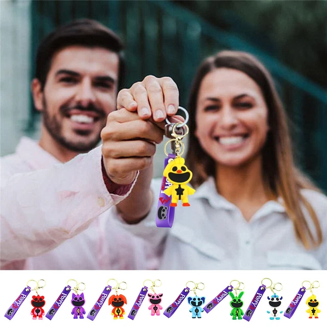 SMILING CRITTERS KEYCHAIN Cute Cartoon Monster Figure Pendant Keyring ...