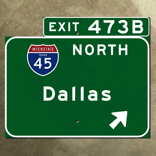 TEXAS DALLAS INTERSTATE 45 North exit 473B 1961 highway marker road ...