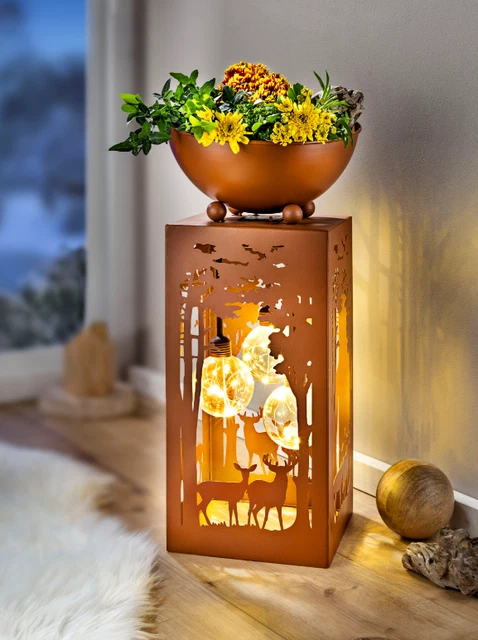 LED PFLANZENSÄULE WINTERWALD mit Kugelleuchten für drinnen & draußen Batterie EUR 44,00 ...