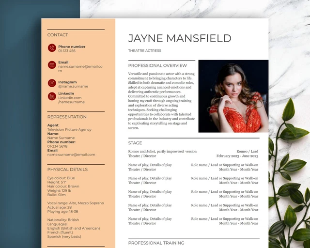 Theatre Actor Resume Example
