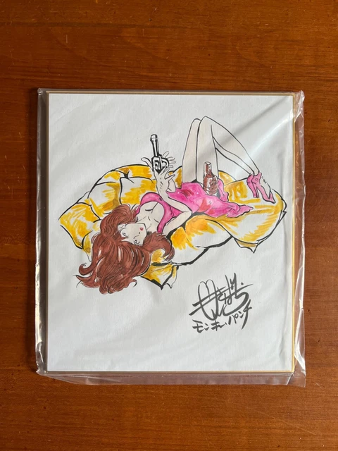 SHIKISHI ORIGINALE GIAPPONESE Monkey Punch Fujiko Lupin III disegnato a ...