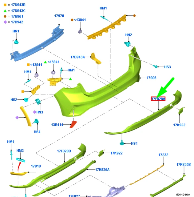FORD FOCUS MK4 C519 Rear Bumper Lower Extension Panel 2217500 NEW ...
