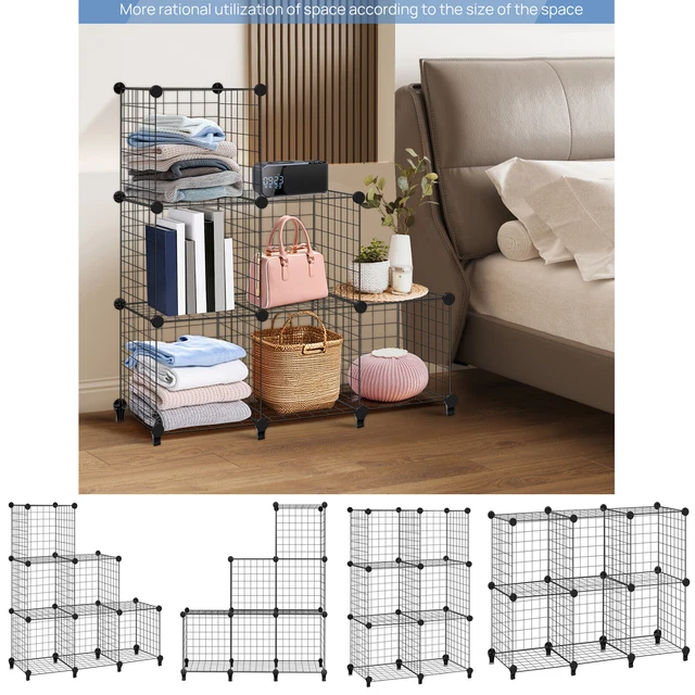 6 CUBE METAL Wire Rack Interlocking Storage Shelving Display DIY ...