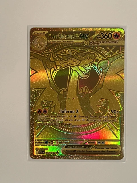 GOLD MEGA CHARIZARD X EX 130/094-Pokemon Phantasmal Flames PSA 10 ...