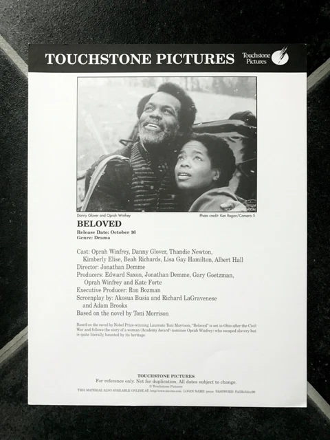 BELOVED ORIGINAL MOVIE Film Press Kit DANNY GLOVER OPRAH WINFREY THANDIE NEWTON £8.61 - PicClick UK