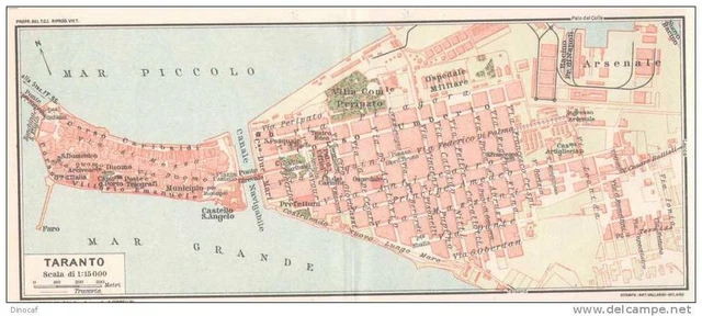 TARANTO - PIANTA Del *1930*, Mappa, Carta, A Colori, Originale EUR 9,90 ...